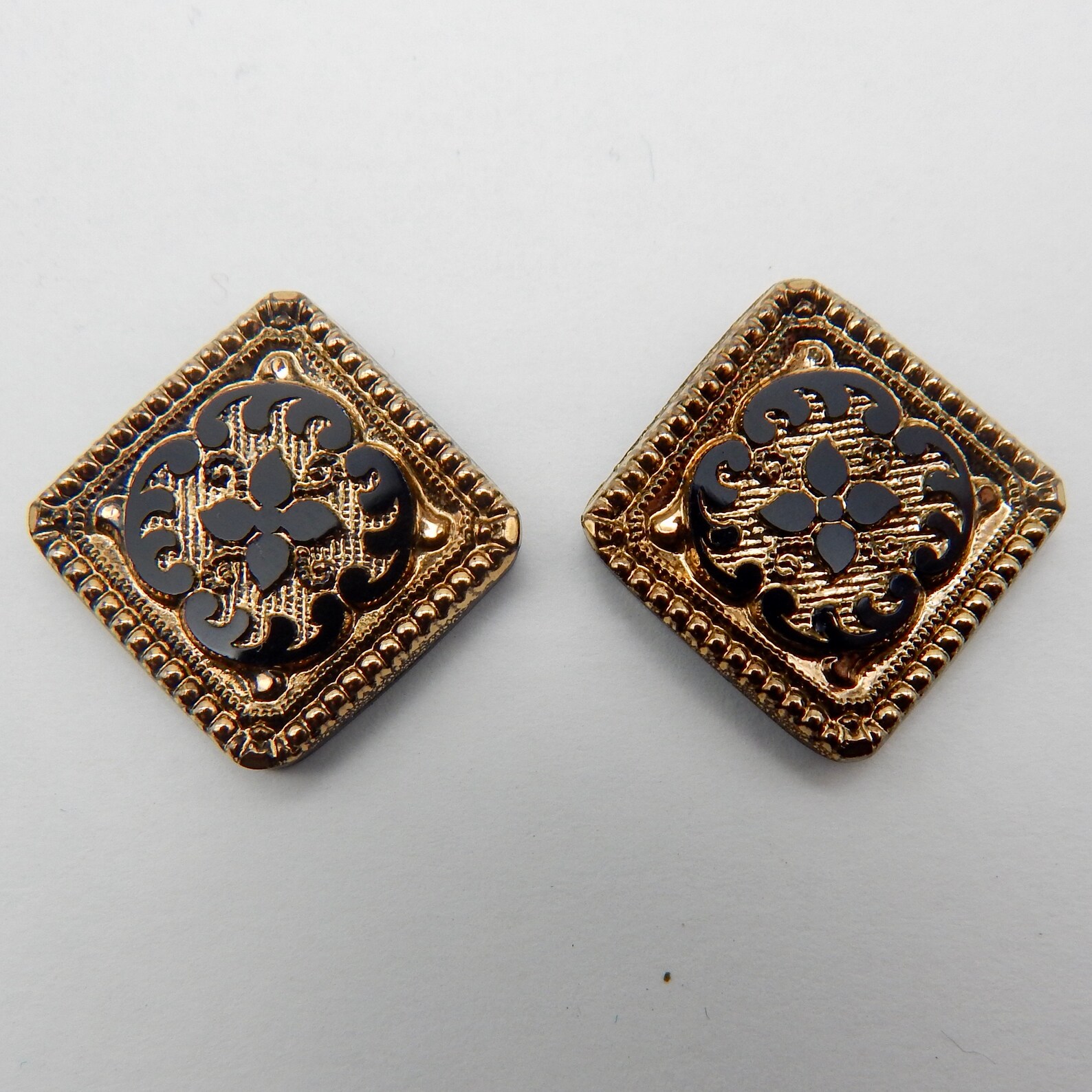 Vintage Glass Cabochon RARE Square Stones 2 Pcs S-30 Bronze - Etsy