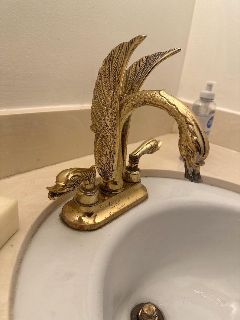 Sherle Wagner/phylrich Style Vintage Brass Gold Swan Faucet and Drain ...