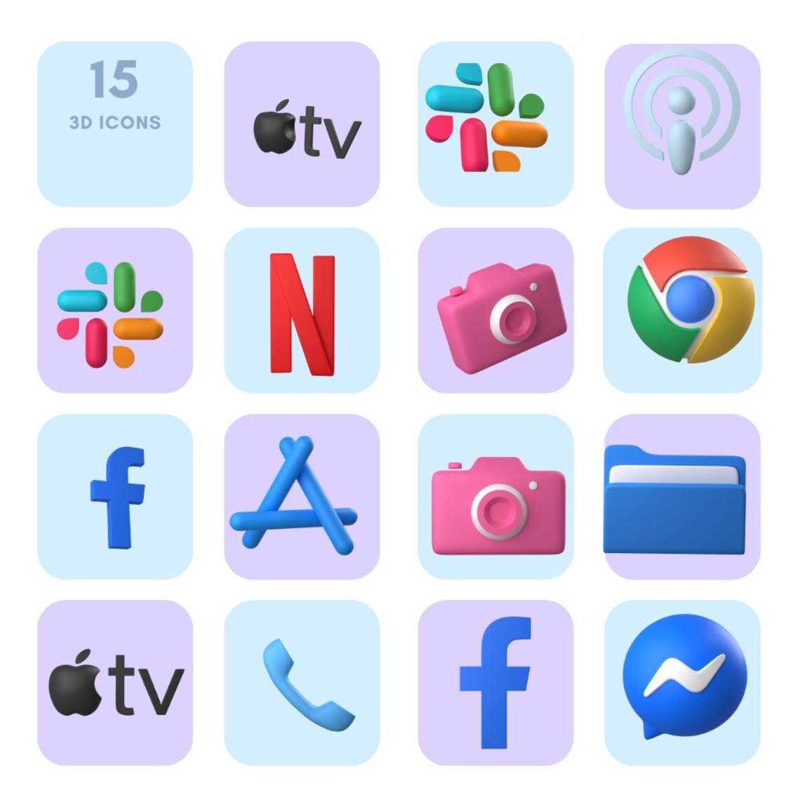 45 Blue & Purple 3D Icon Set | Modern 3D Illustrations for Websites ...