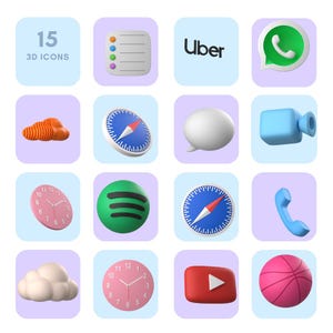 45 Blue & Purple 3D Icon Set | Modern 3D Illustrations for Websites ...
