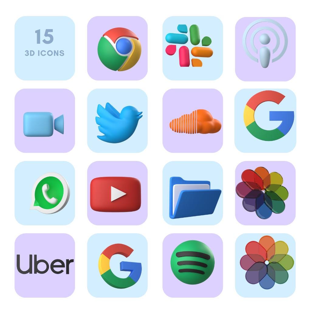 45 Blue & Purple 3D Icon Set | Modern 3D Illustrations for Websites ...
