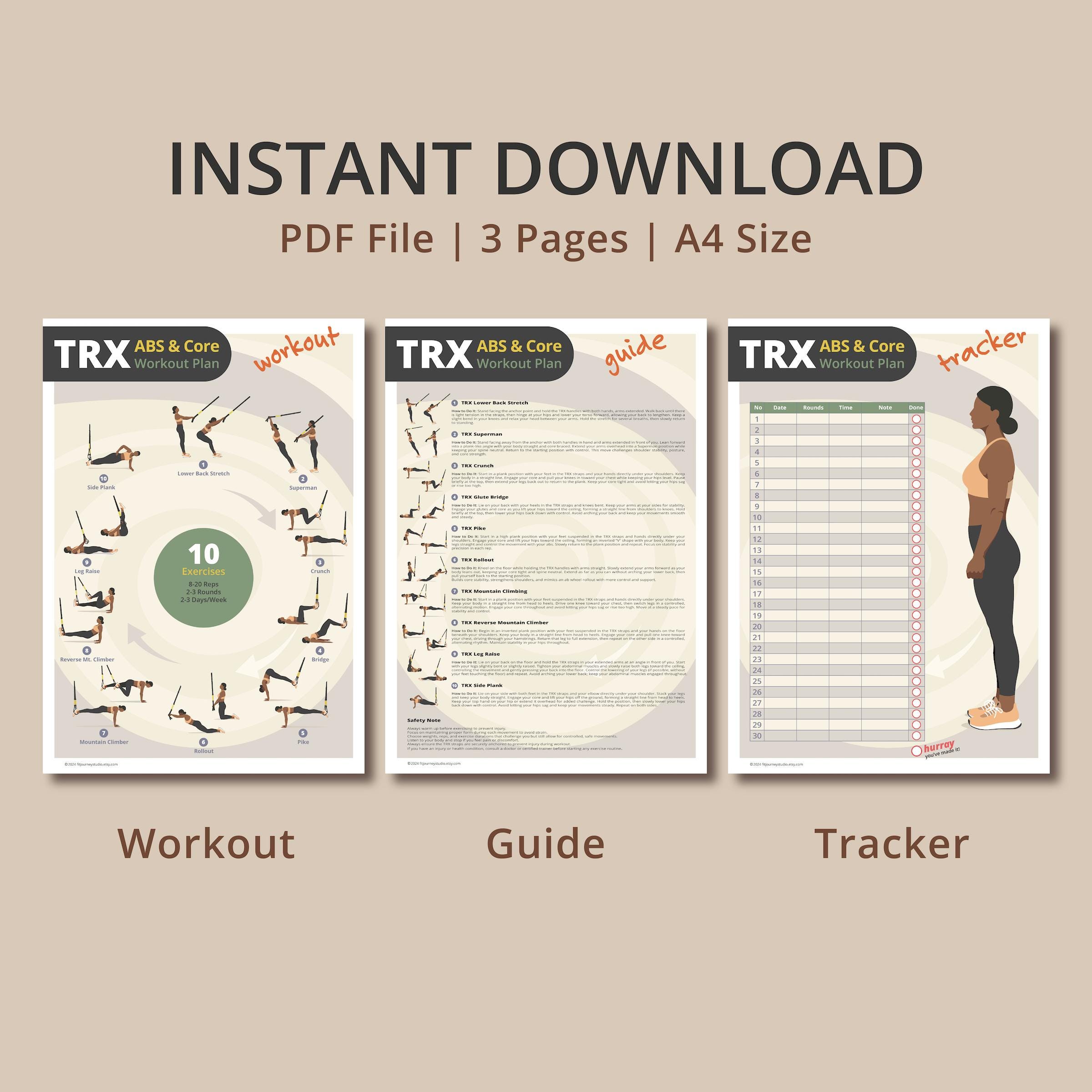 TRX Abs & Core Workout Plan | Suspension Training Printable PDF | 10 ...