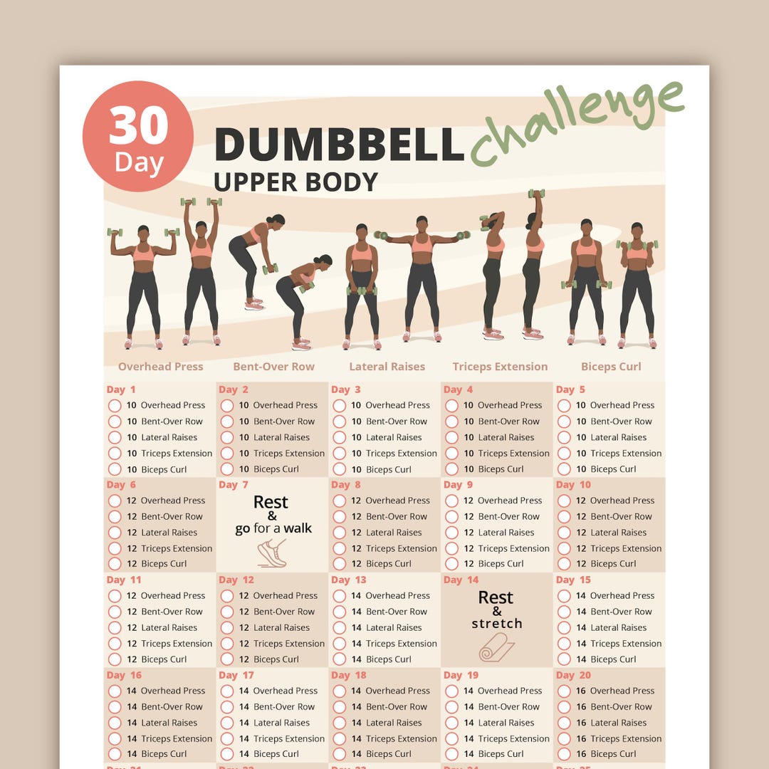 30 Day Dumbbell Upper Body Challenge | Upper Body Workout | Dumbbell ...