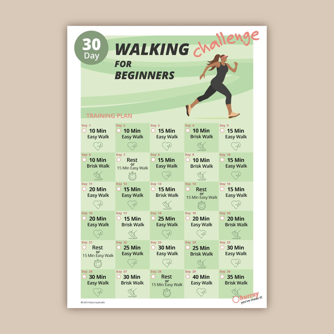 30 Day Walking Challenge | Digital Walking Planner | Walking Workout ...
