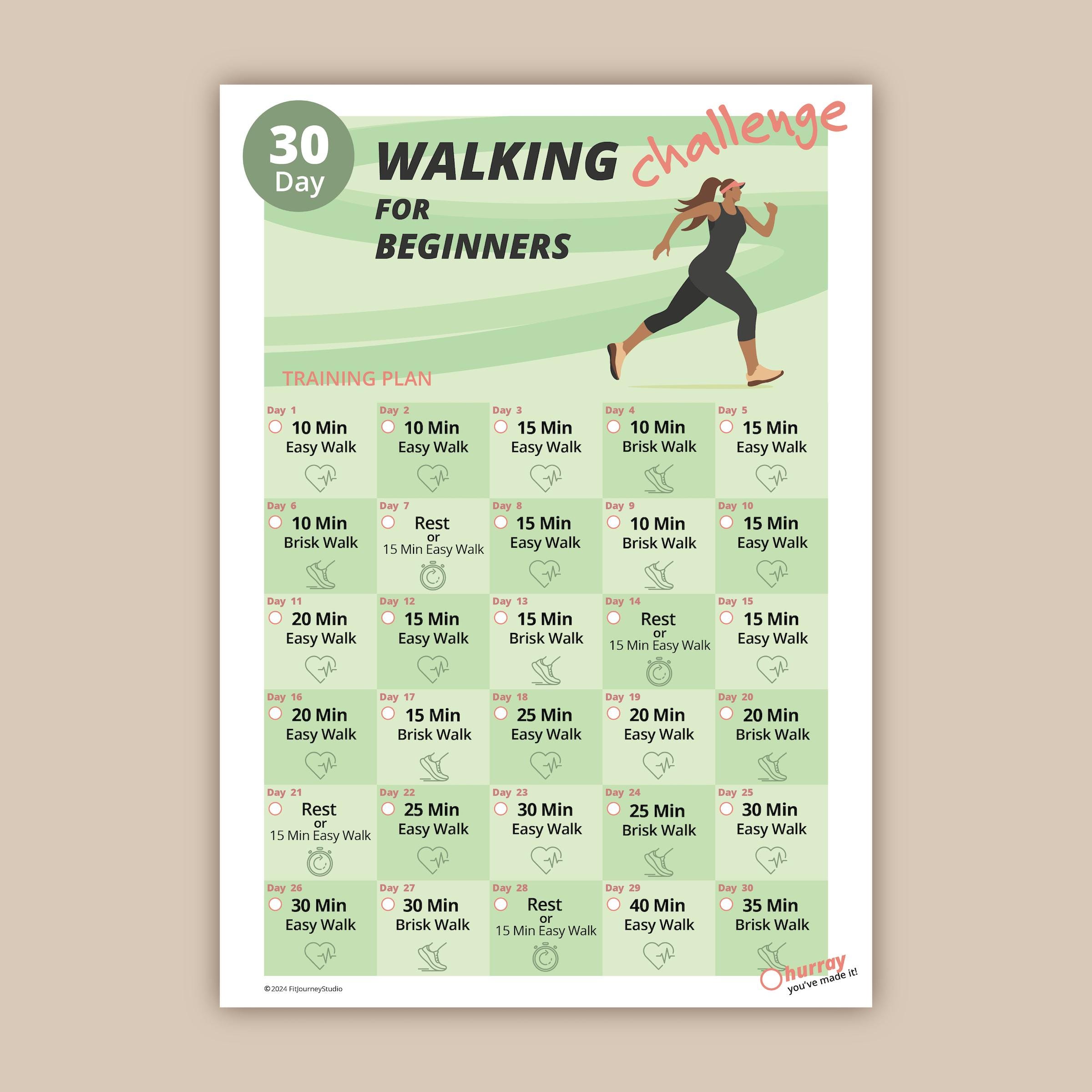 30 Day Walking Challenge | Digital Walking Planner | Walking Workout ...