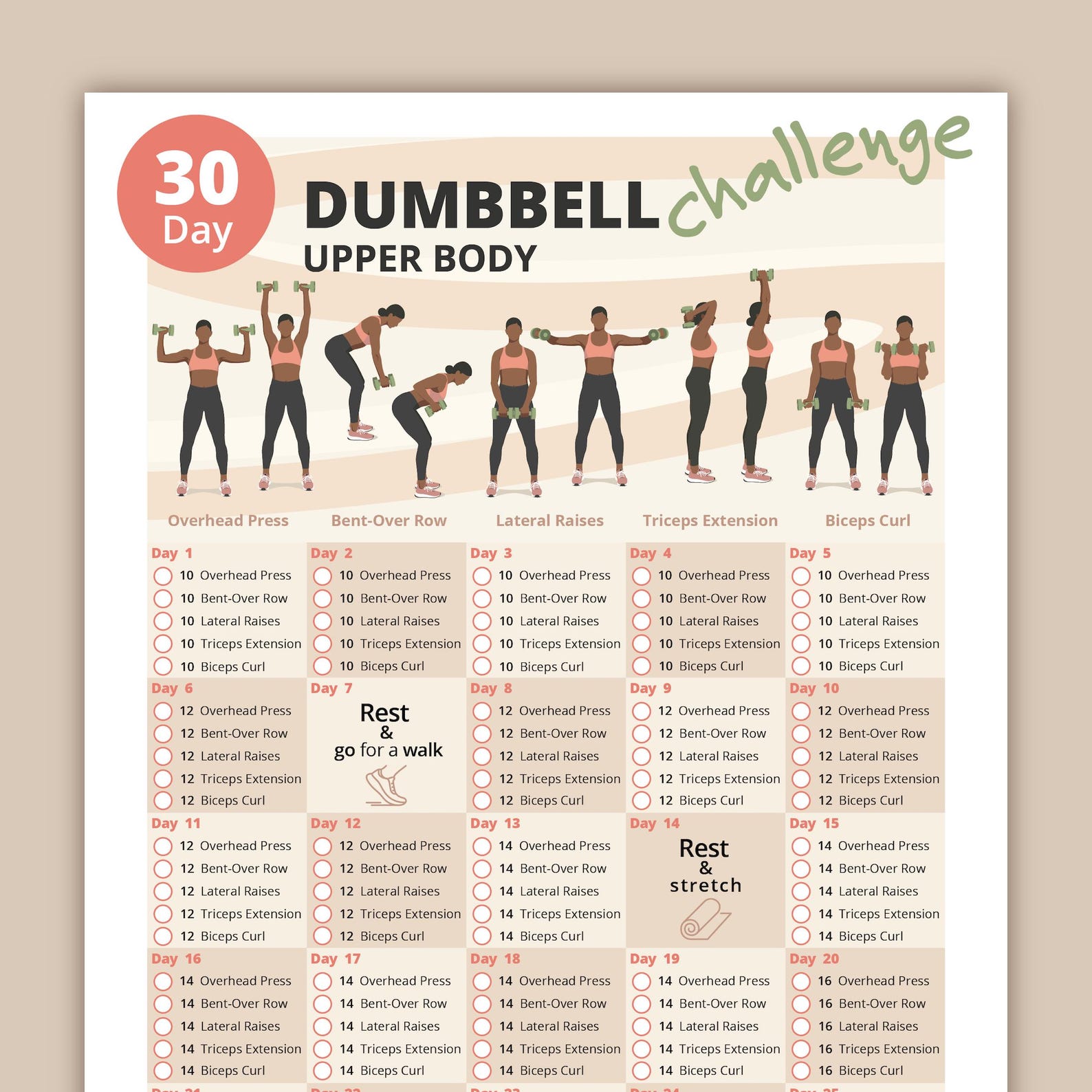 30 Day Dumbbell Workout Challenge Bundle | Home Workout Plan I Dumbbell ...