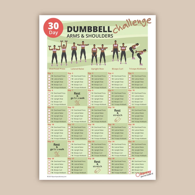 30 Day Dumbbell Arm & Shoulder Challenge | Arm Workouts | Dumbbell ...