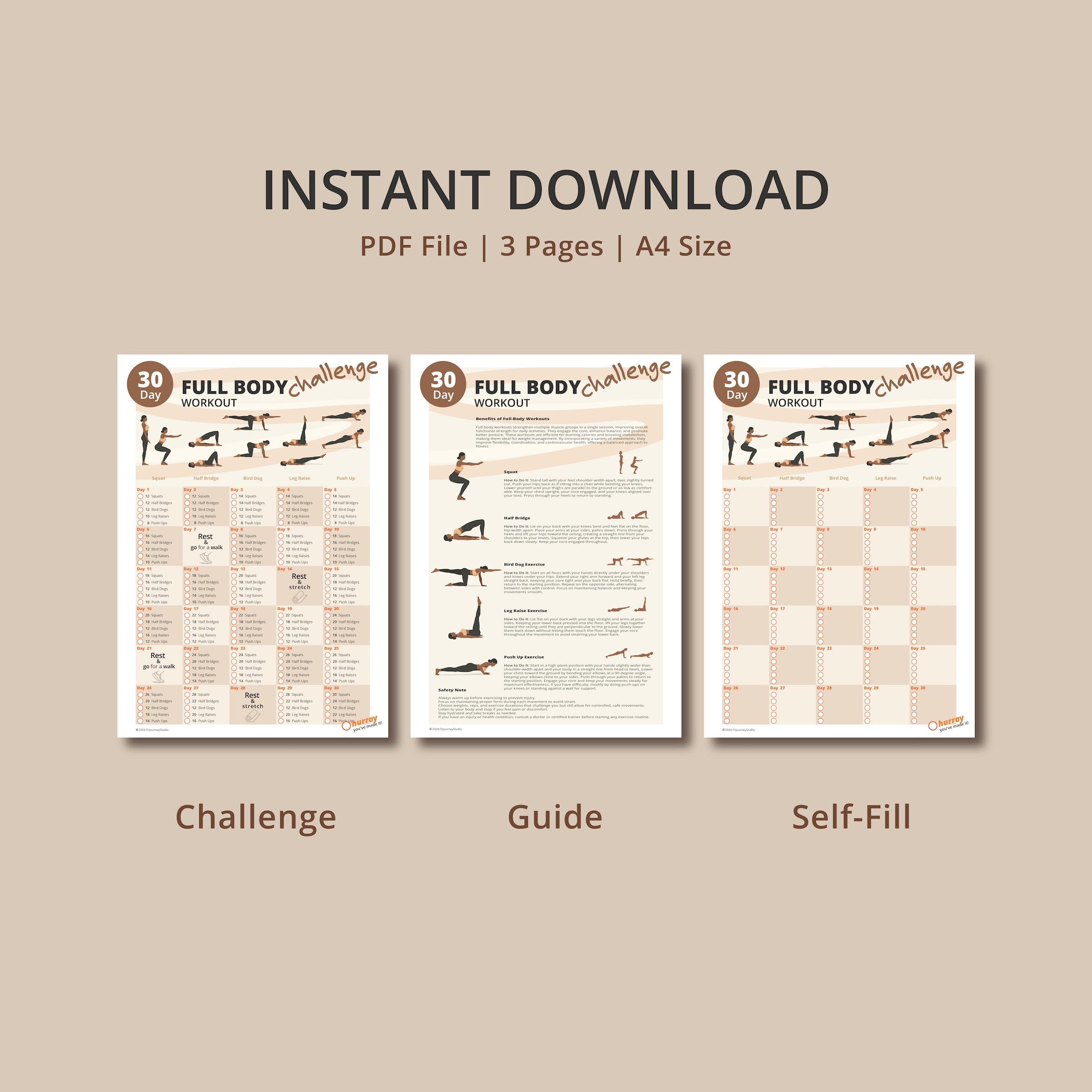 30 Day Full Body Workout Challenge | Full Body Workout Plan ...