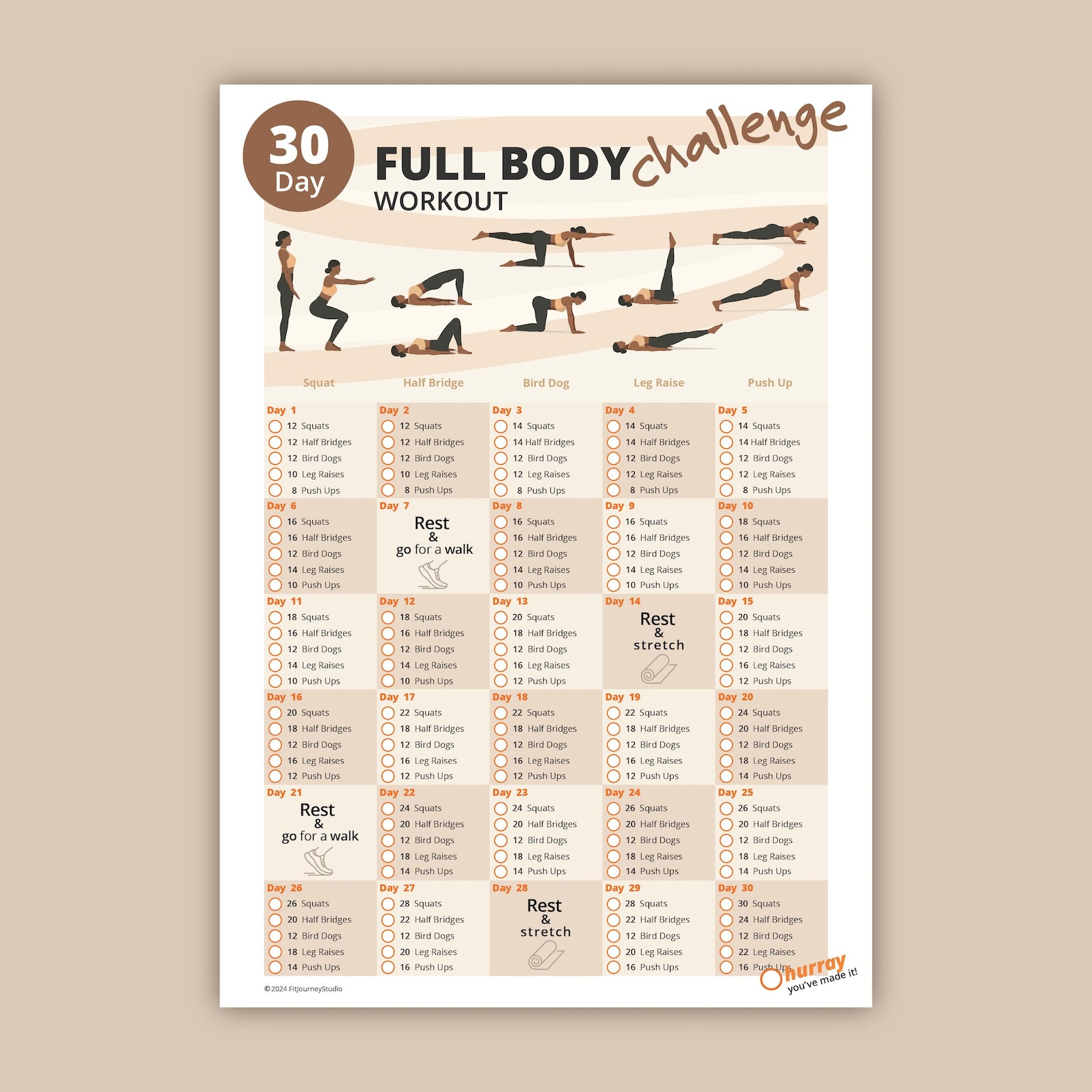 30 Day Workout Challenge Bundle | Home Workout Plan I Bodyweight ...
