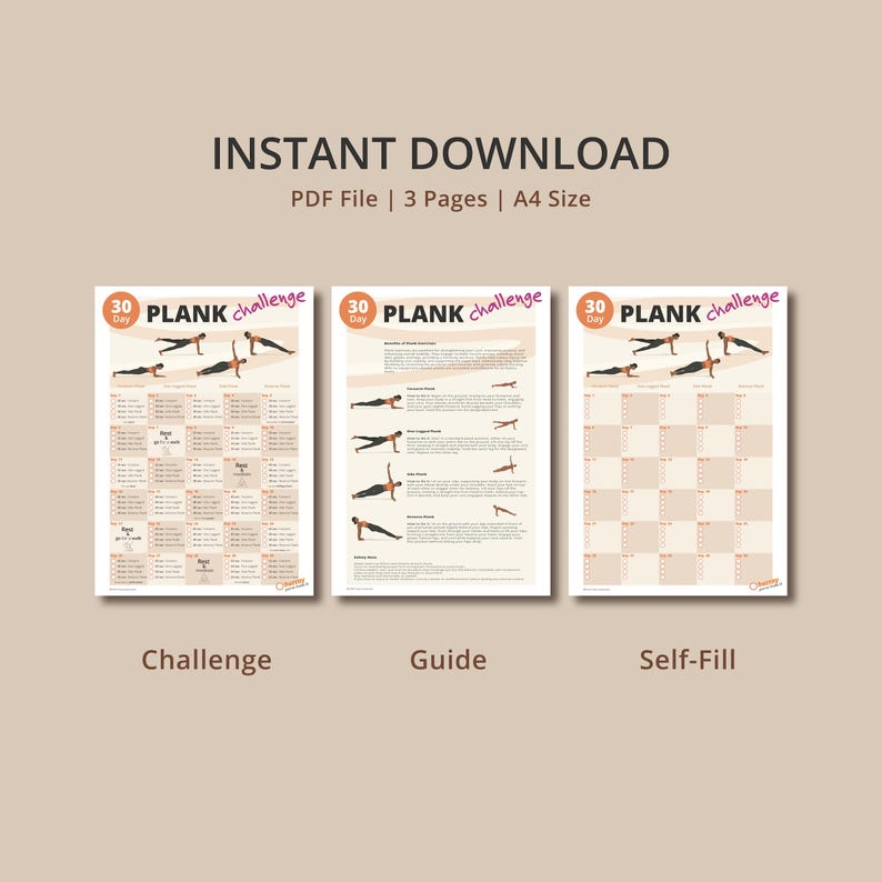 30-day Plank Challenge: Printable Home Fitness Guide for Women - Etsy