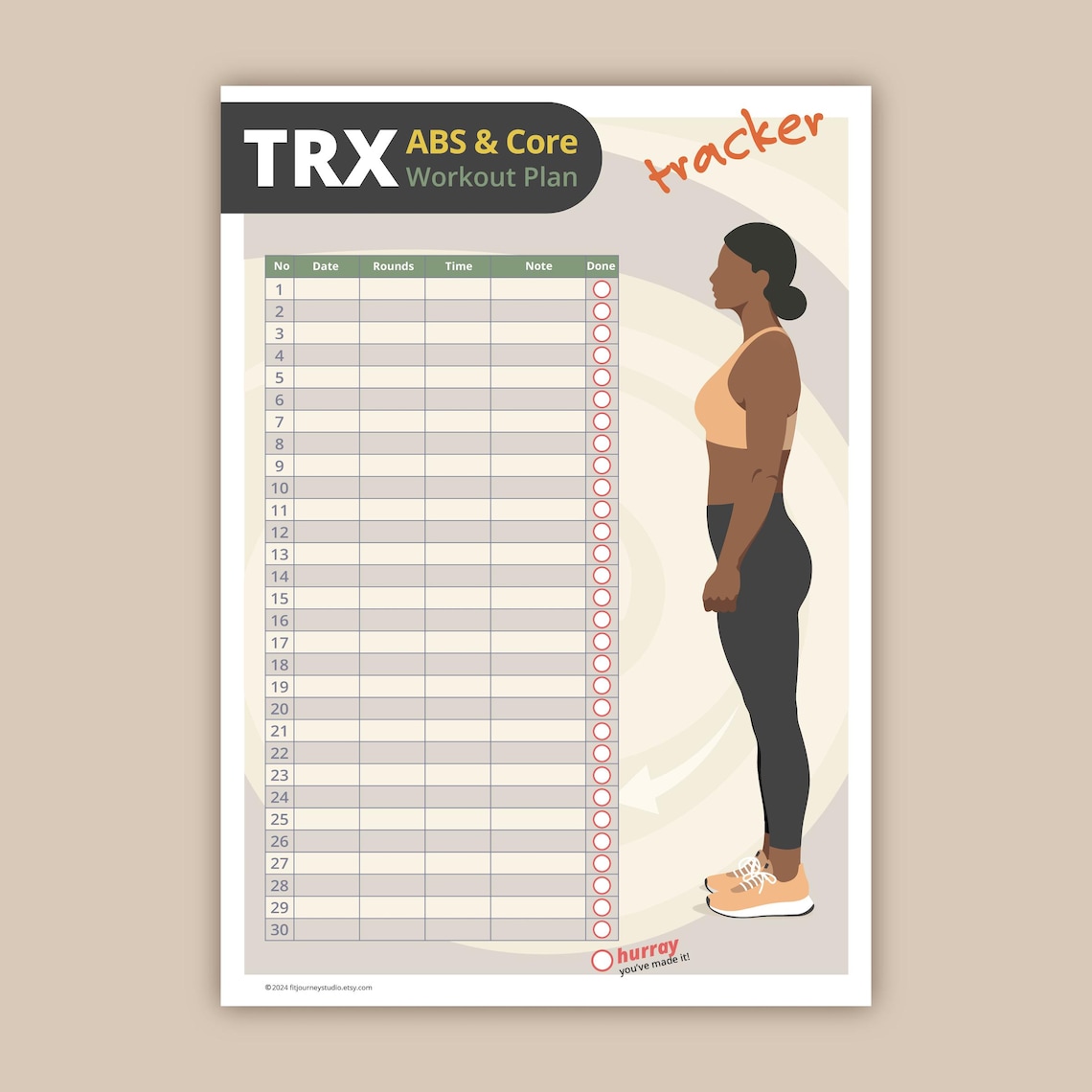 TRX Abs & Core Workout Plan | Suspension Training Printable PDF | 10 ...