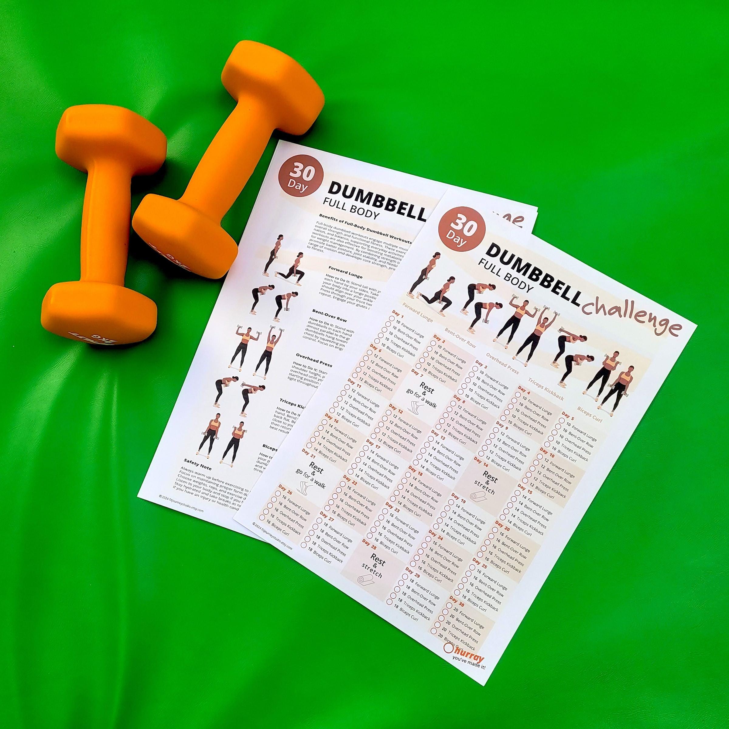 30 Day Dumbbell Full Body Challenge | Full Body Workout Plan | Dumbbell ...