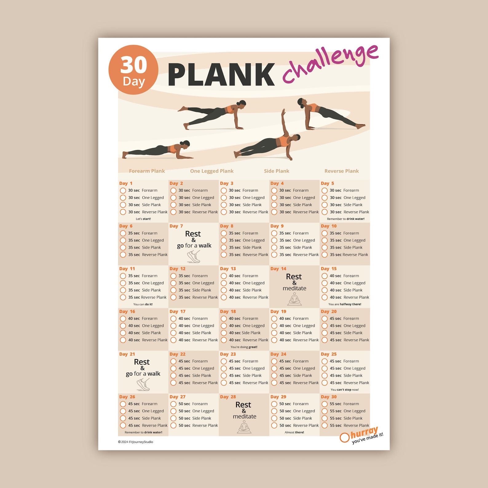 30 Day Workout Challenge Bundle | Home Workout Plan I Bodyweight ...