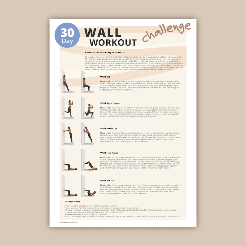 30 Day Wall Workout Challenge | Full Body Workout Plan | Strengthen ...