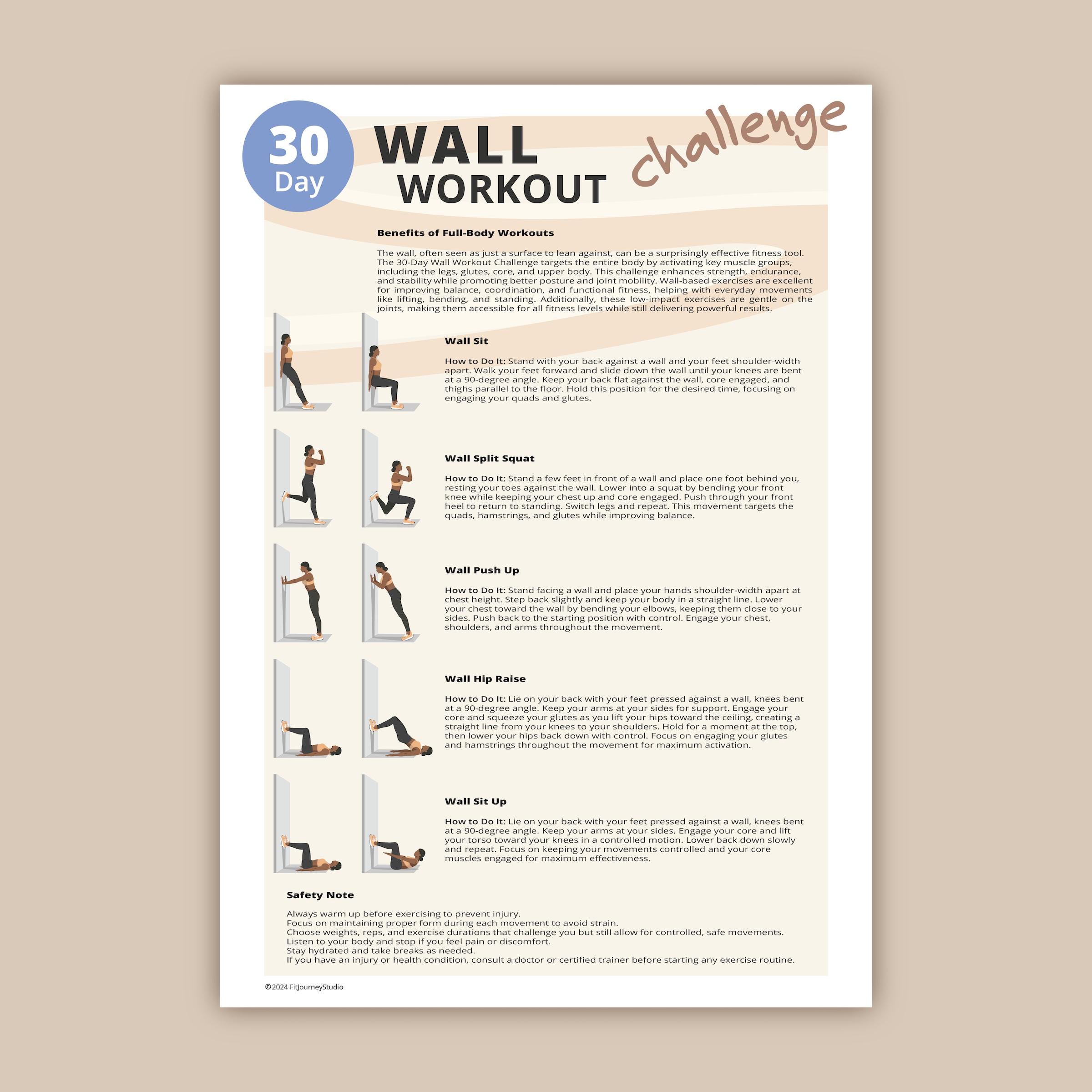 30 Day Wall Workout Challenge | Full Body Workout Plan | Strengthen ...