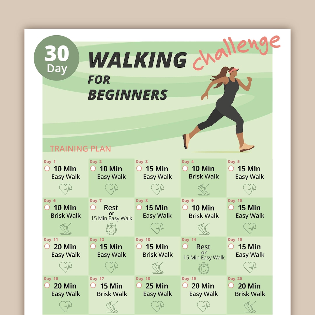 30 Day Walking Challenge | Digital Walking Planner | Walking Workout ...