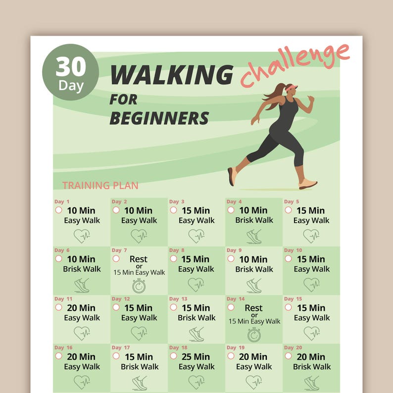 30 Day Walking Challenge | Digital Walking Planner | Walking Workout ...