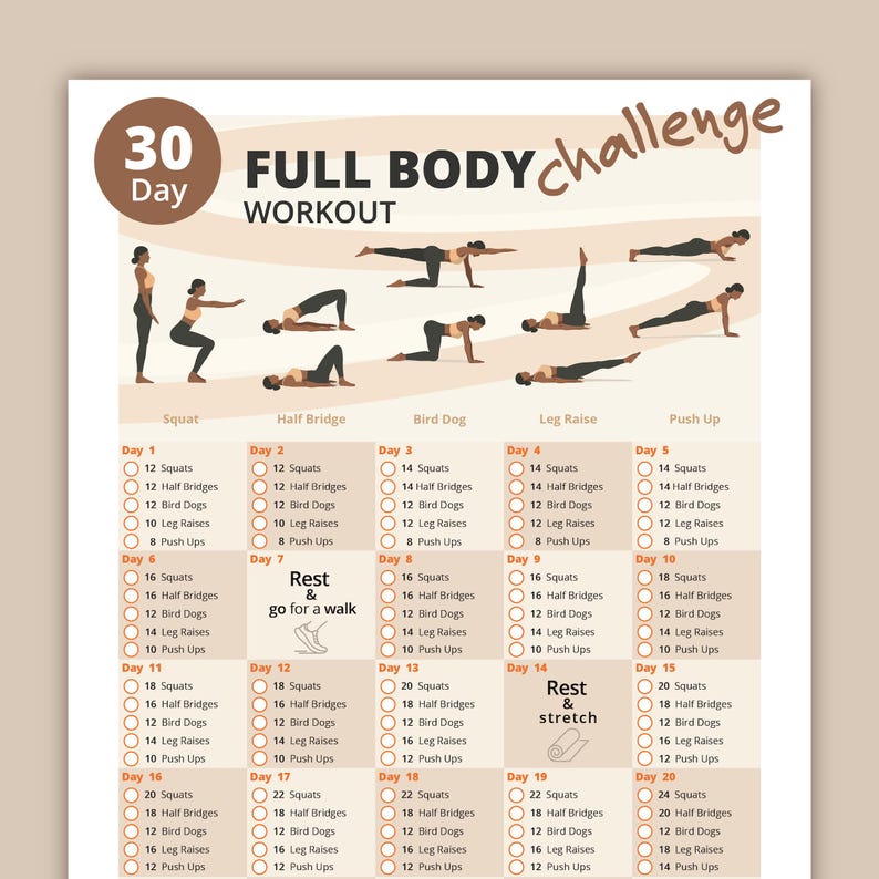 30 Day Home Workout Challenge Bundle: TRX, Kettlebell, Dumbbell (PDF ...
