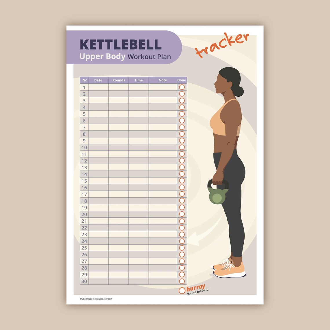 Kettlebell Upper Body Workout Plan Printable | Upper Body Beginner ...