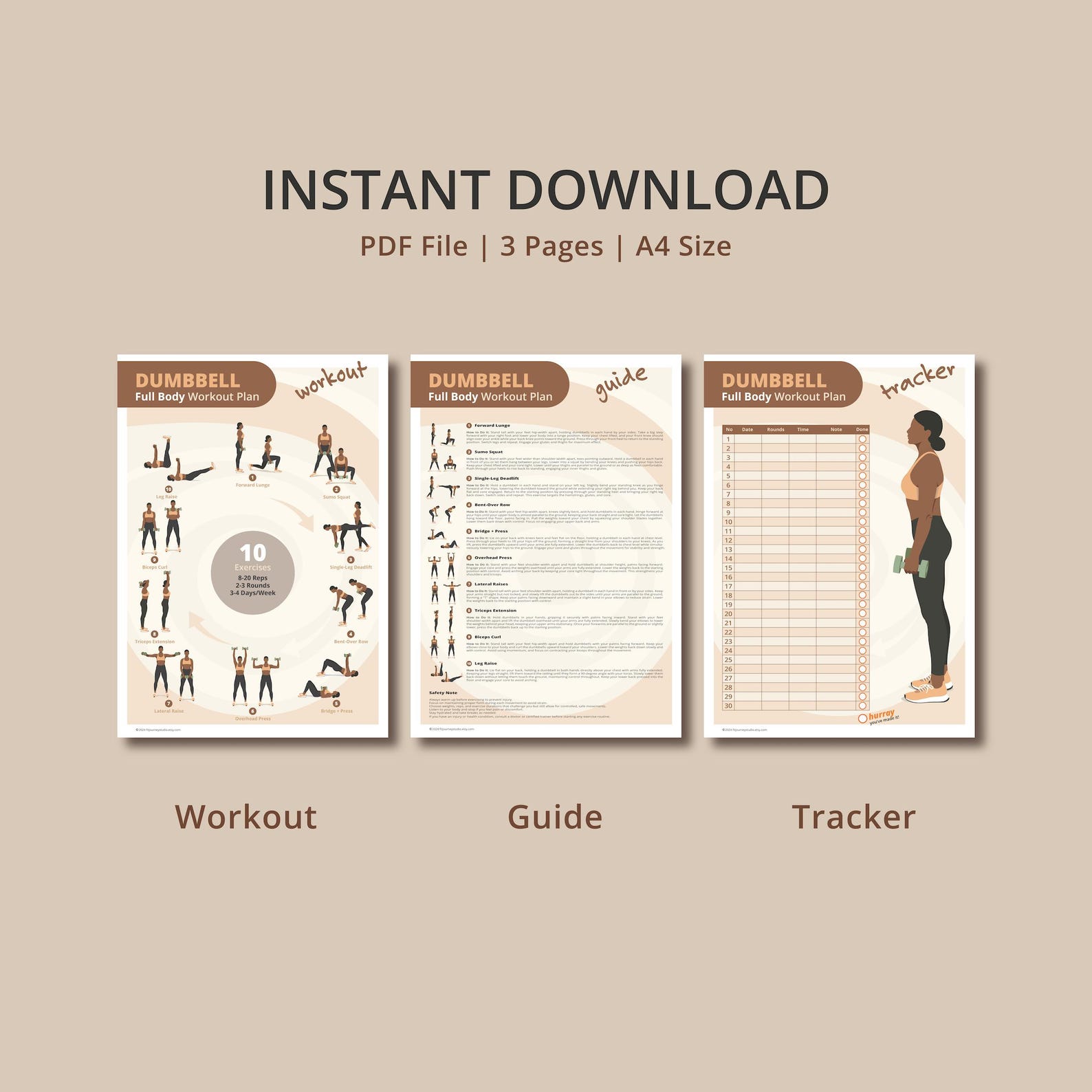 Dumbbell Full Body Workout Plan PDF | Dumbbell Exercise Guide | Home ...