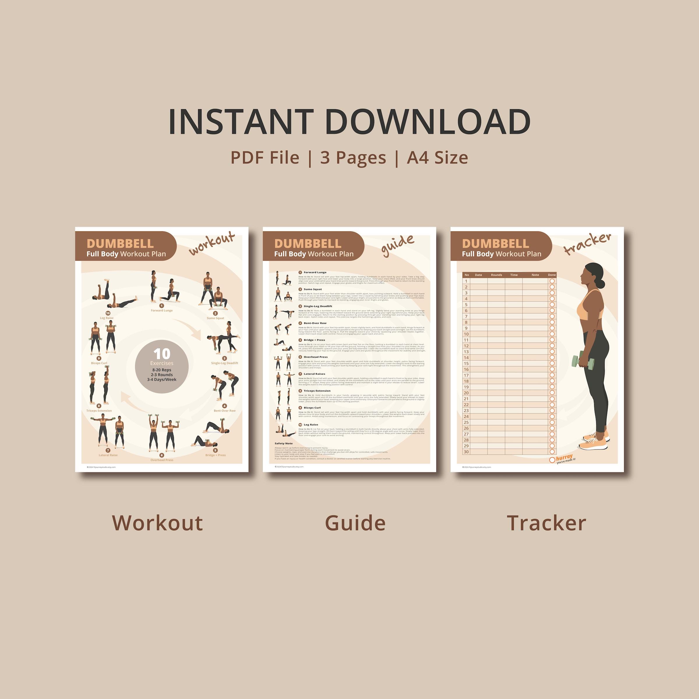 Full Body Dumbbell Workout Plan PDF | Dumbbell Exercise Guide | Home ...
