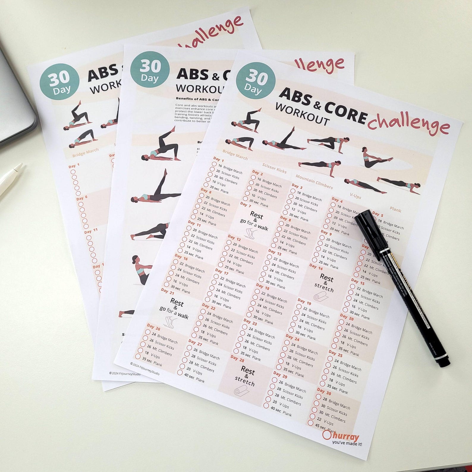 30 Day Abs and Core Workout Challenge | Core Workout Plan | Strengthen ...