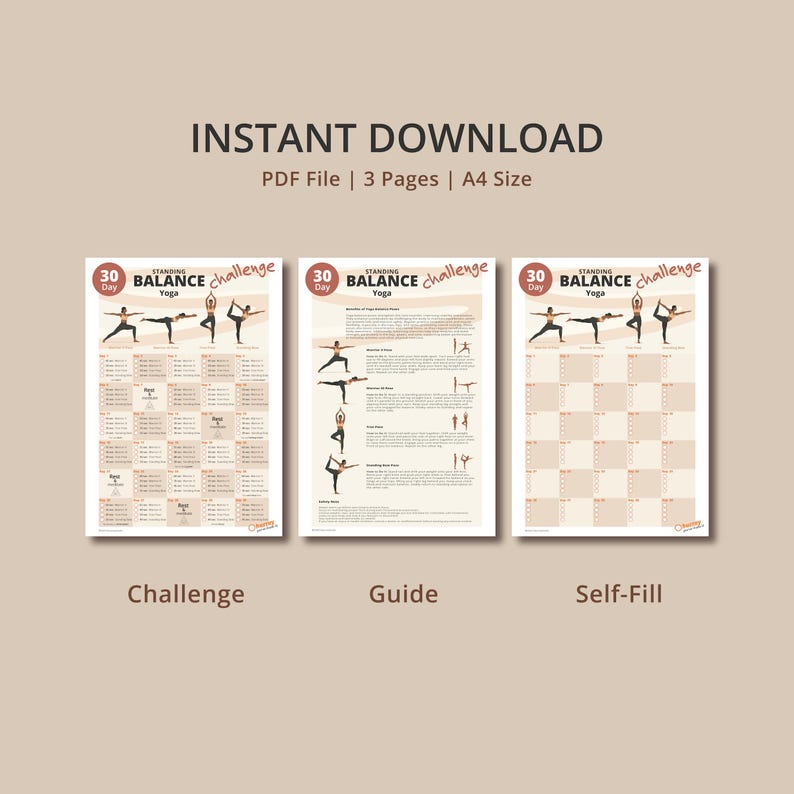 30-day Standing Balance Yoga Challenge: Printable Home Fitness Guide ...