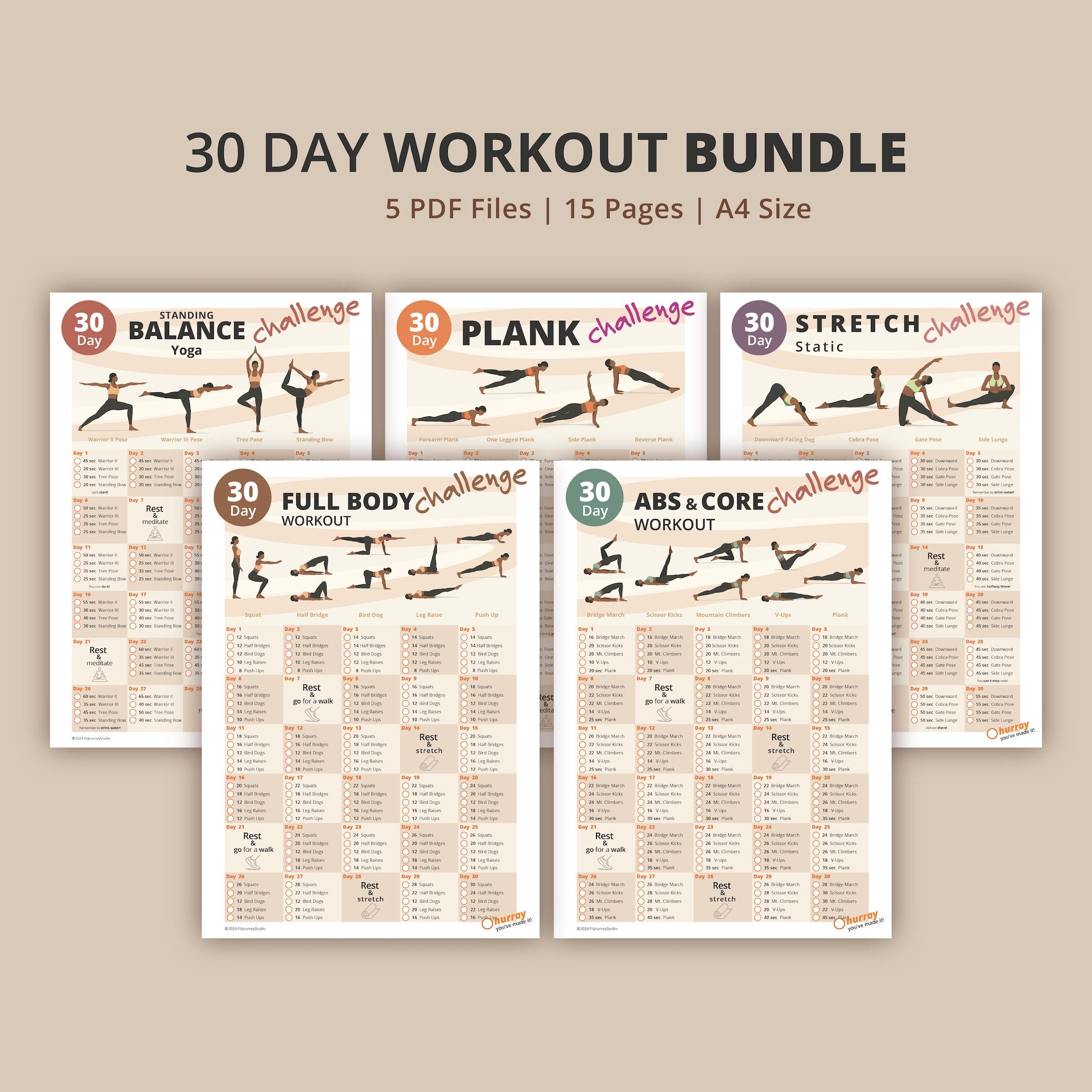 30 Day Workout Challenge Bundle | Home Workout Plan I Bodyweight ...