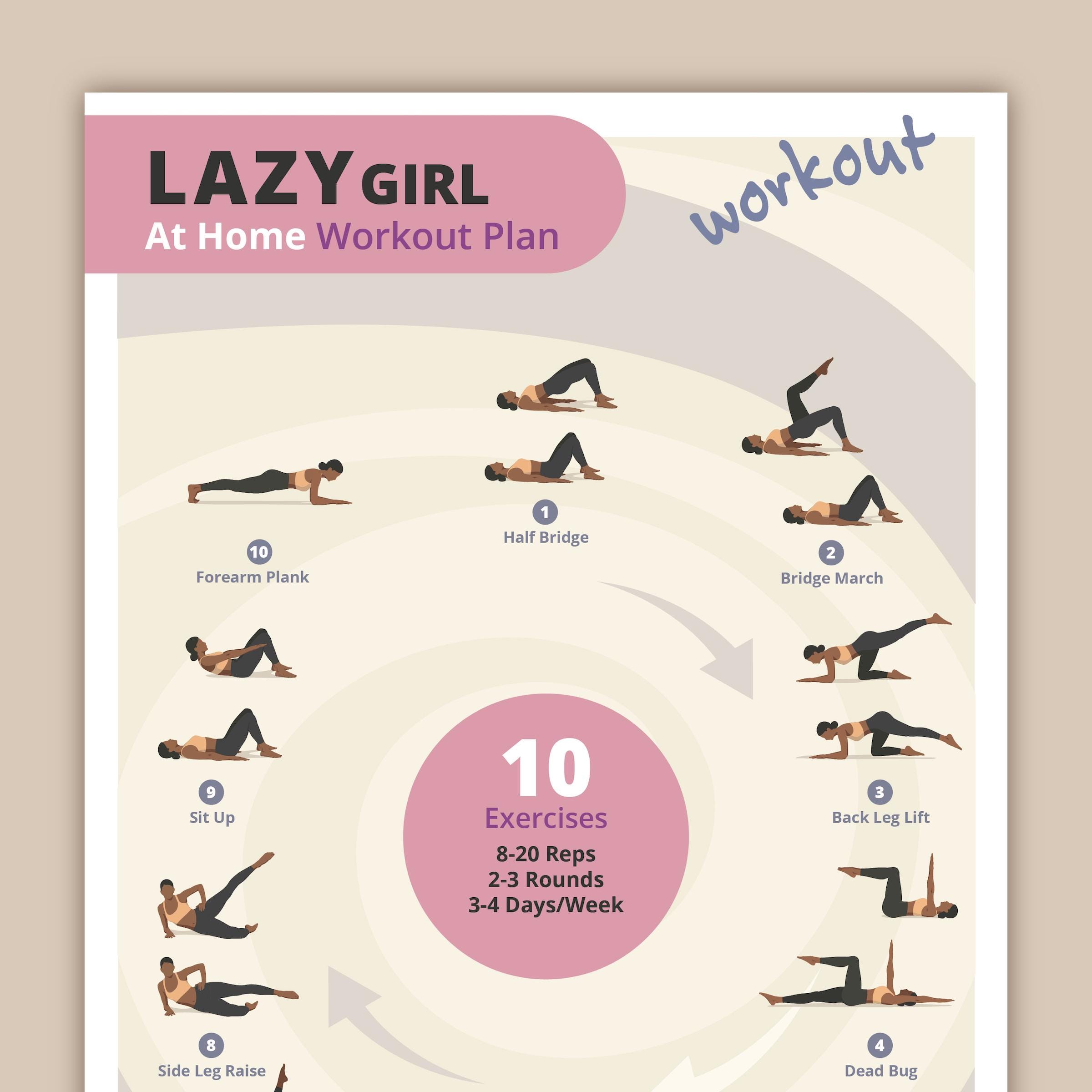 Lazy Girl Workout Plan | Beginner Full Body Workout Plan | Strengthen ...