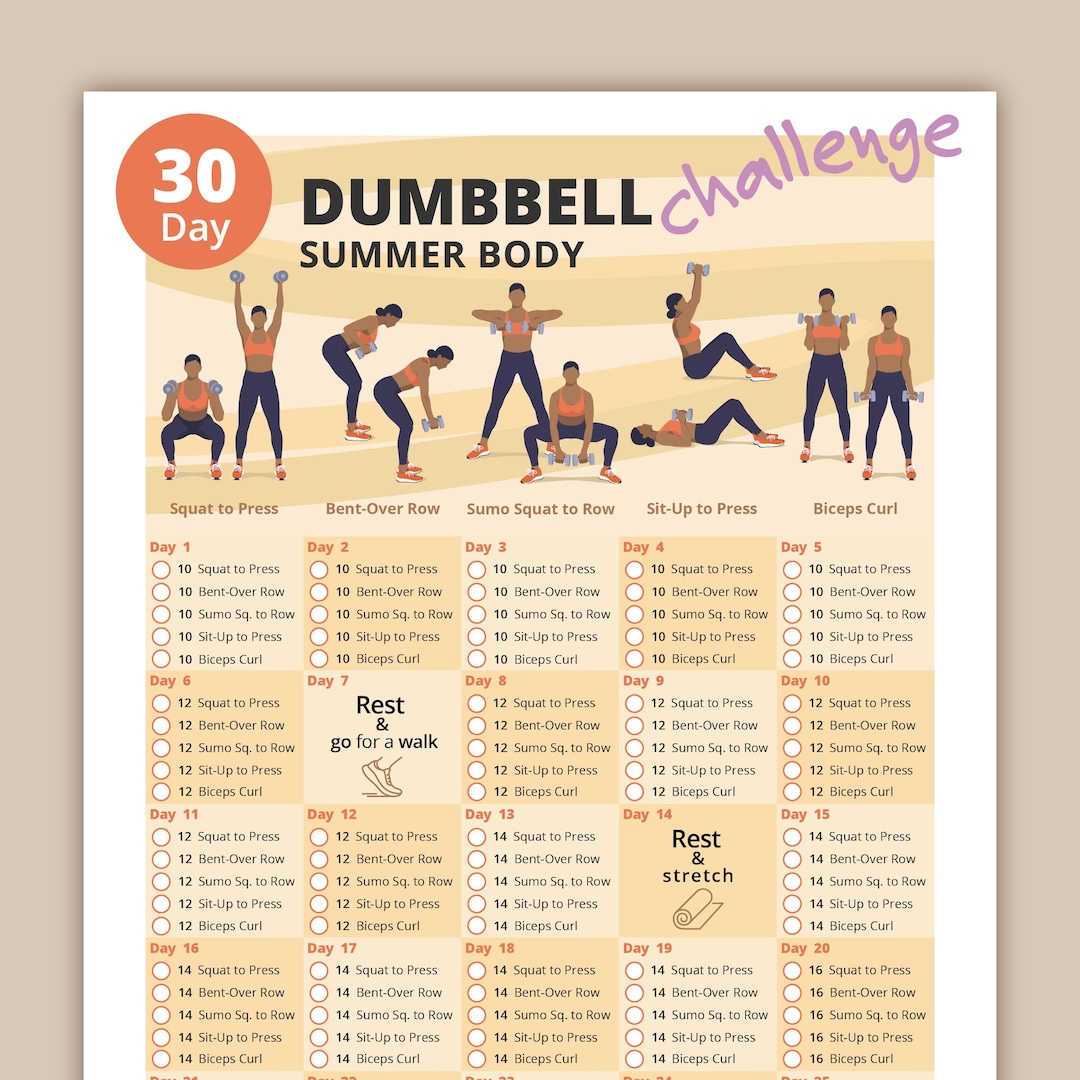 30 Day Summer Body Challenge | Full Body Workout Plan | Dumbbell ...