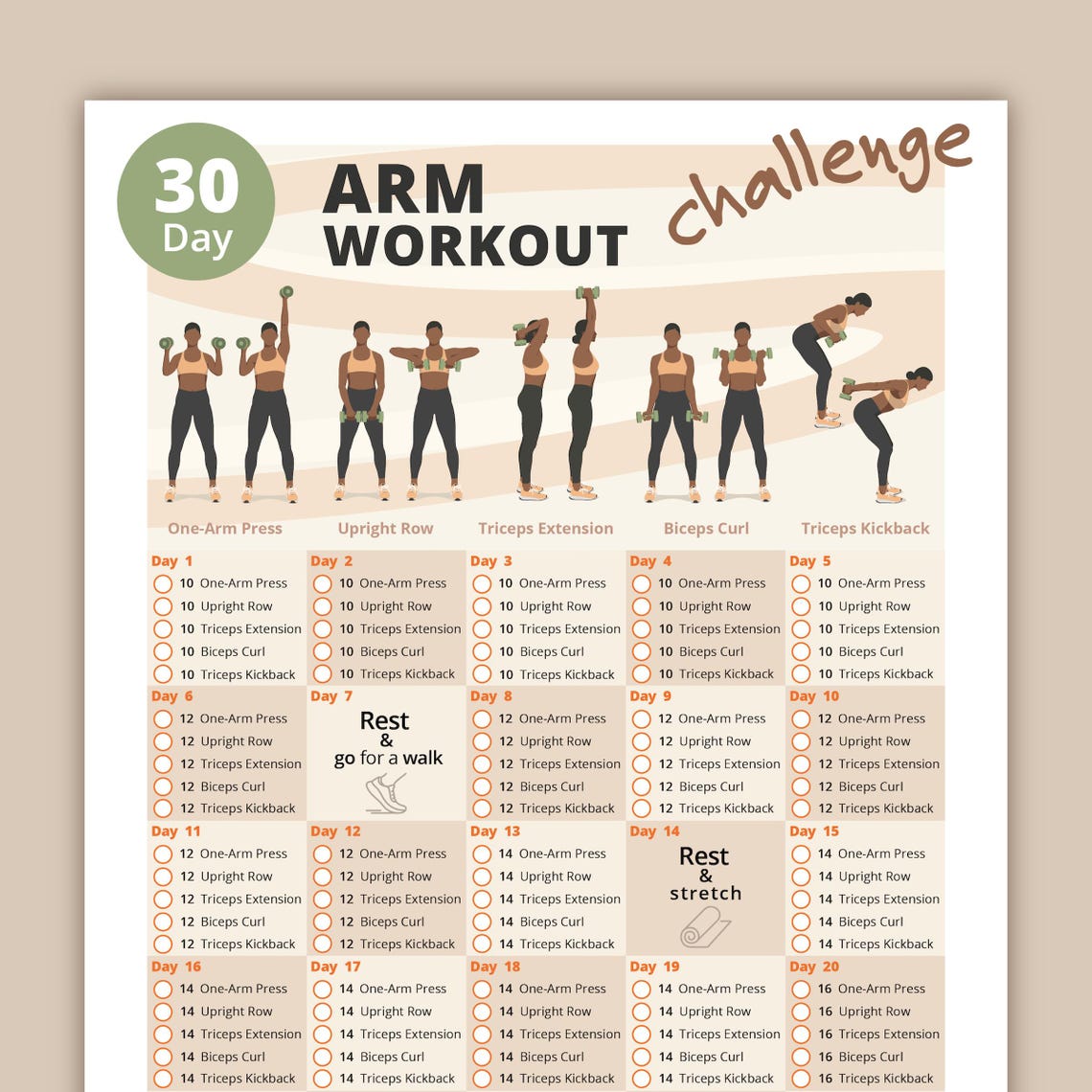 30 Day Arm Workout Challenge | Arm Workout Plan | Strengthen Arms | Dumbbell Exercises | Home ...