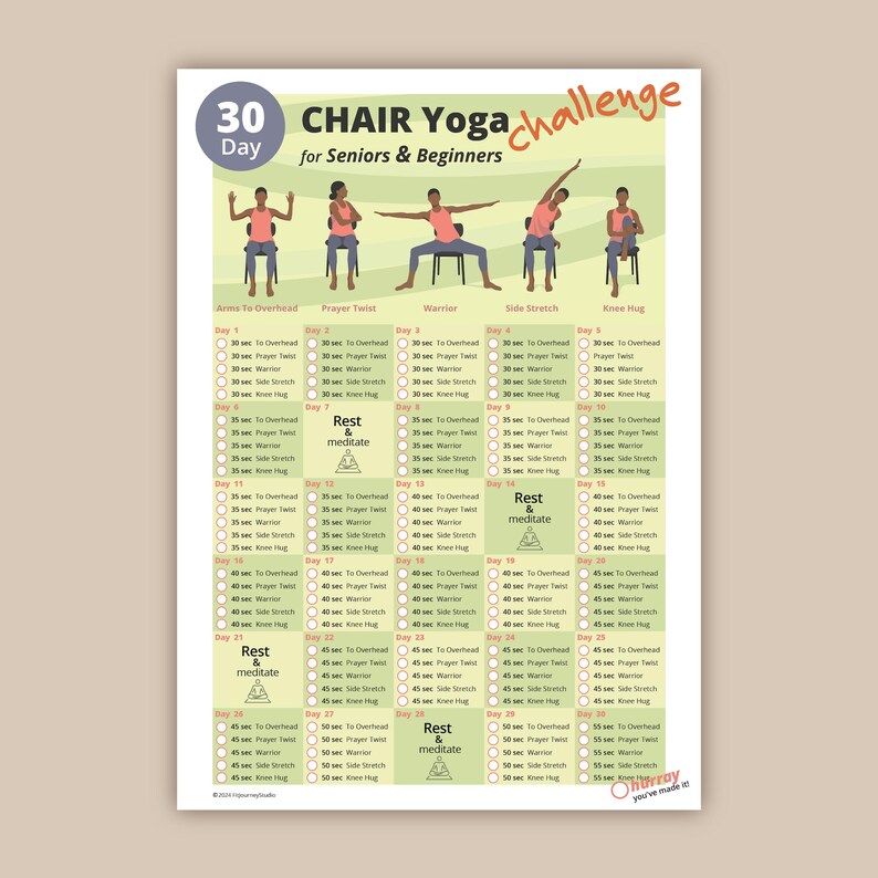 30-day Chair Exercise Challenge Bundle – 5 Printable PDF Workouts ...