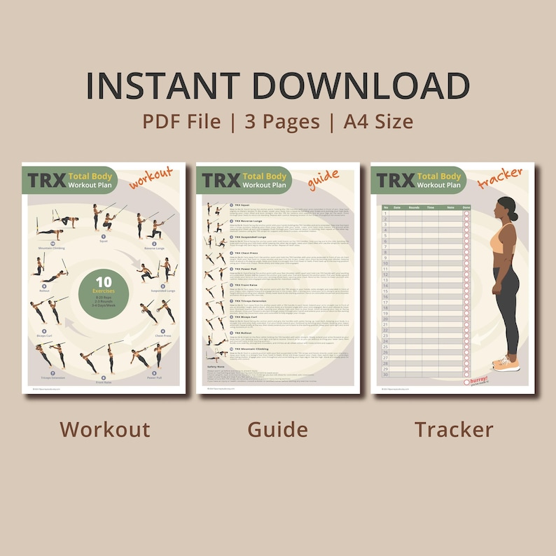 TRX Total Body Workout Plan | Suspension Training Full Body Printable ...