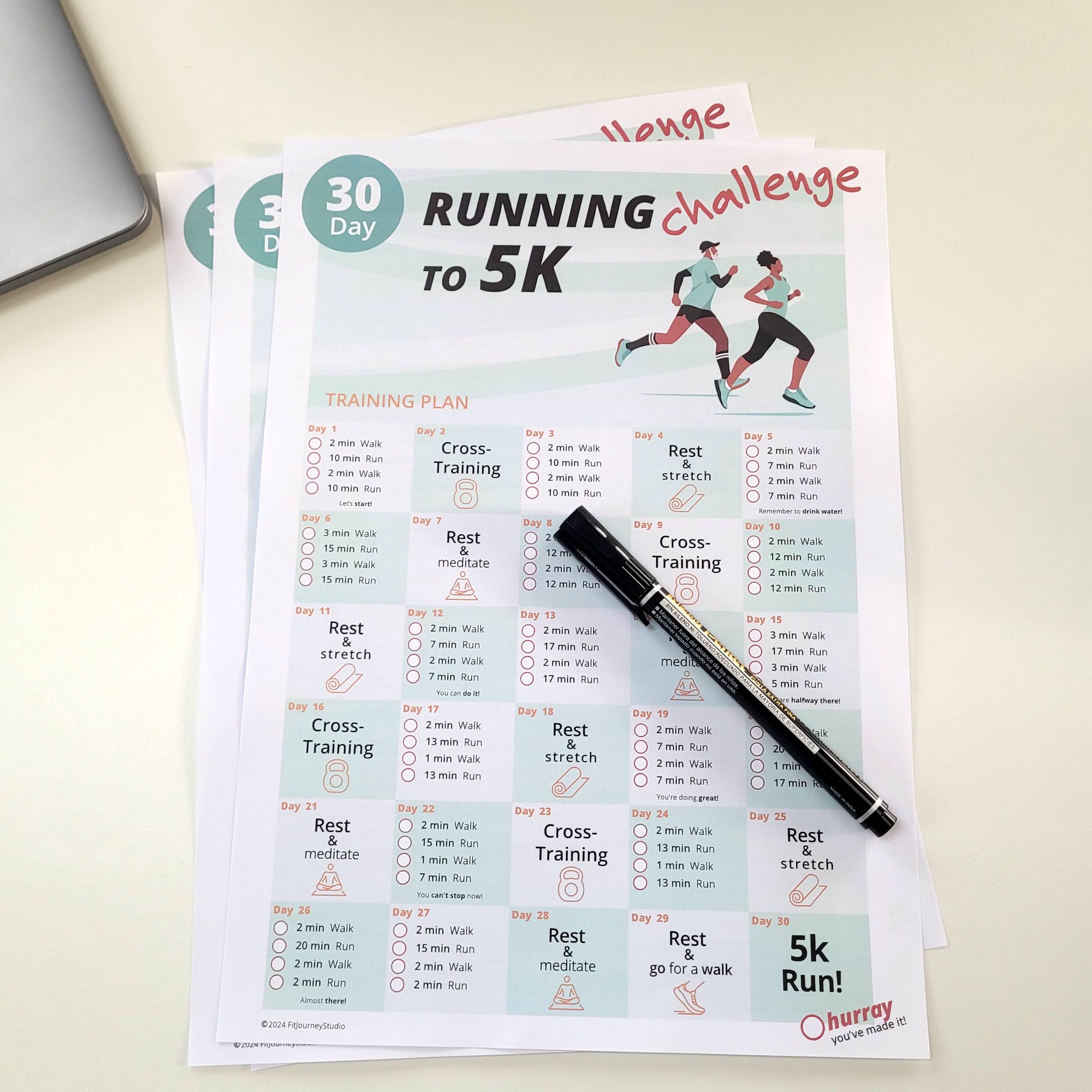 30 Day Running 5K Challenge | Running Challenge | 5K Running Tracker ...
