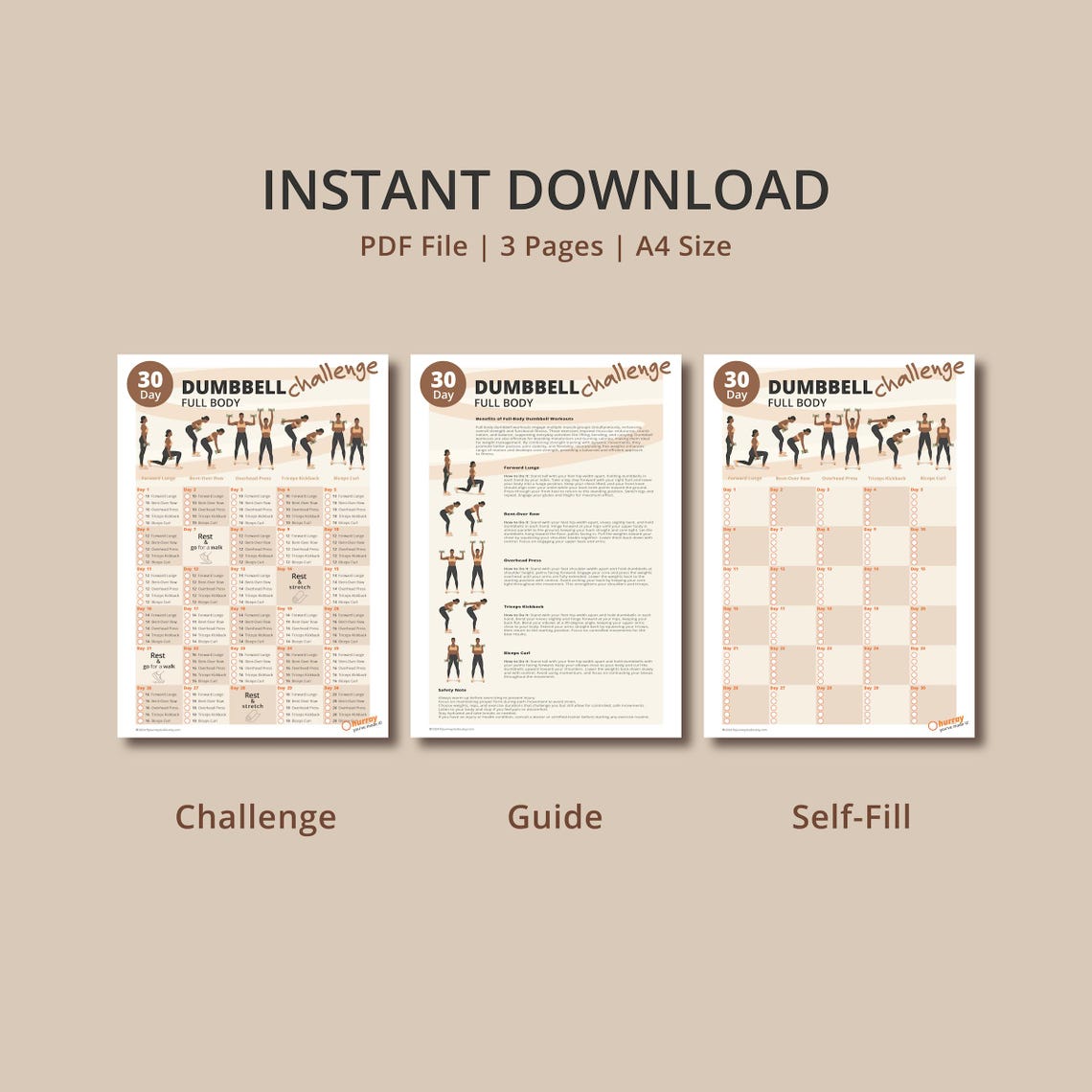 30 Day Dumbbell Full Body Challenge | Full Body Workout Plan | Dumbbell ...