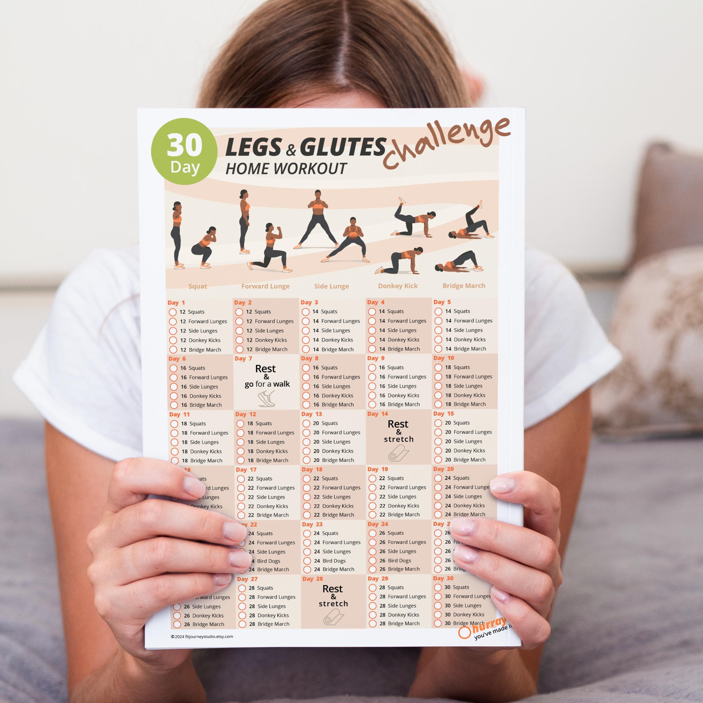 30 Day Legs & Glutes Workout Challenge | Lower Body Exercises ...