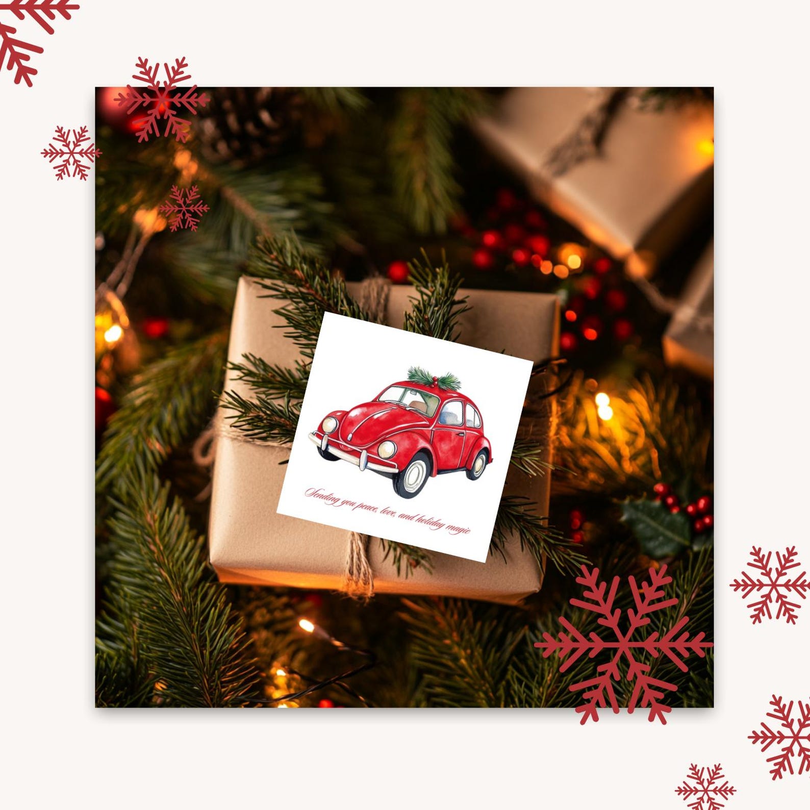 Watercolor Christmas Car Card Set: Holiday Greeting (digital Download ...