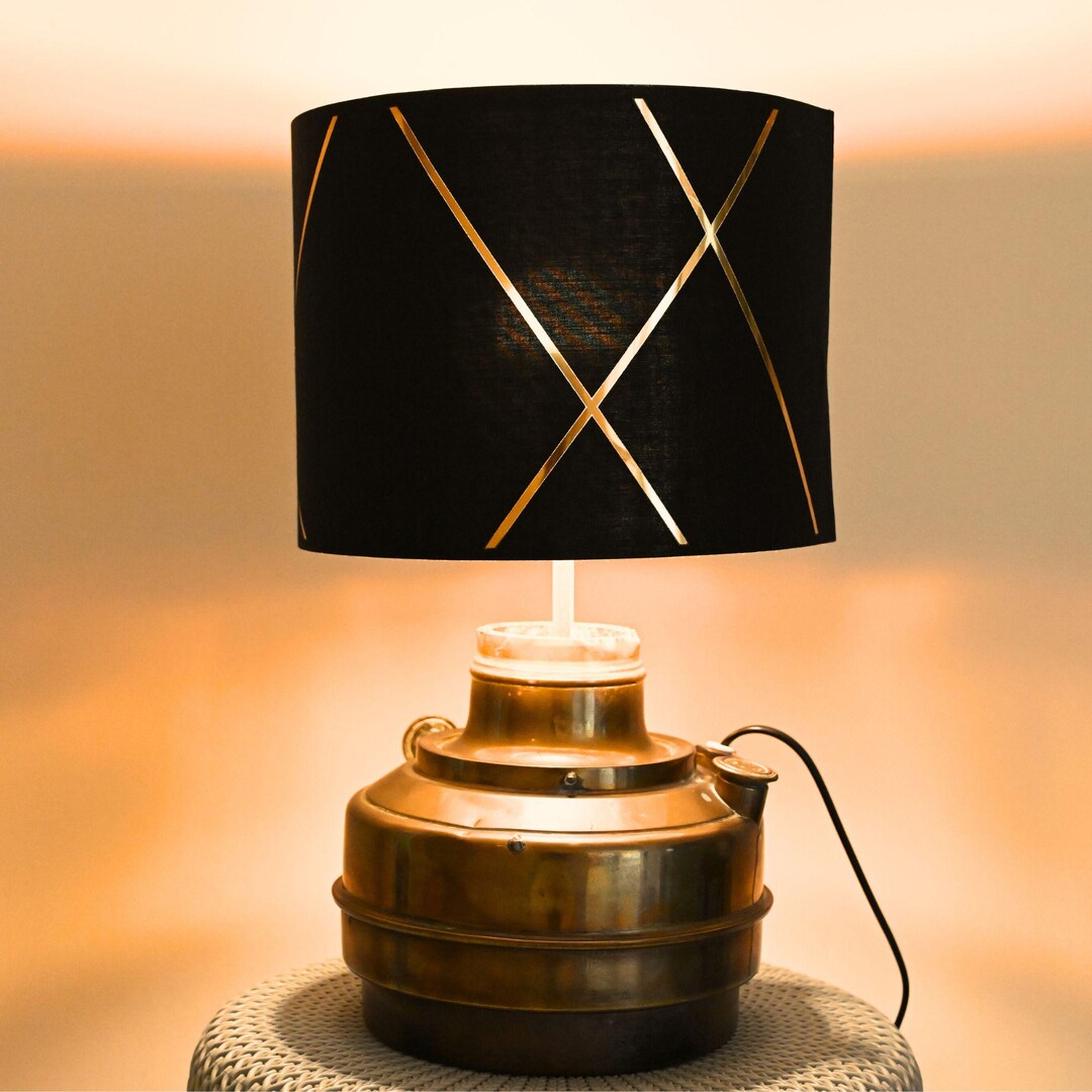 Vintage Brass Kerosene Lamp - Upcycled Table Lamp With Elegant ...