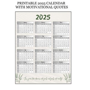 2025 Yearly Calendar With Motivational Quotes Printable PDF - Etsy
