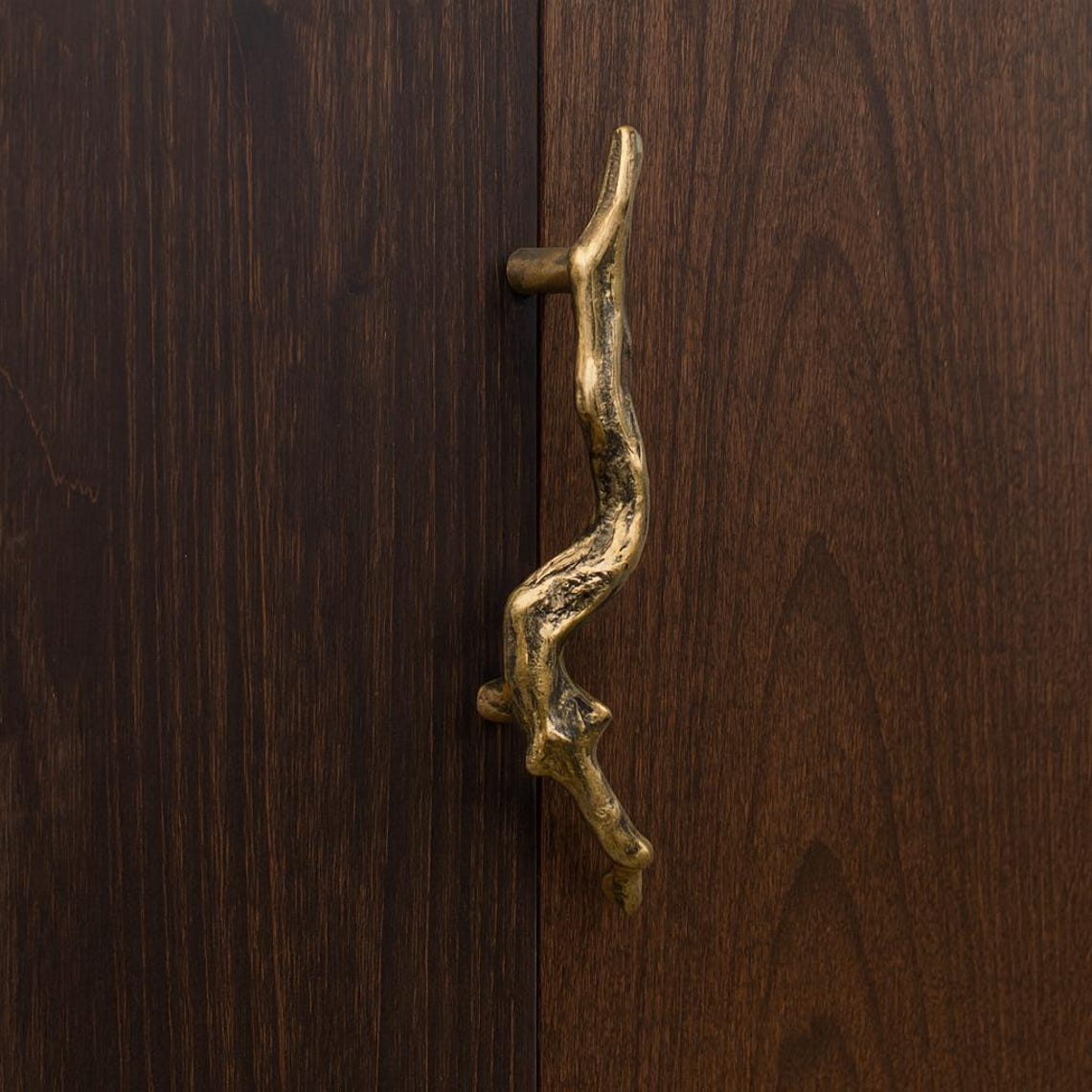 Rustic Solid Brass Branch Handle - Handmade Cabinet Door Pull - Etsy