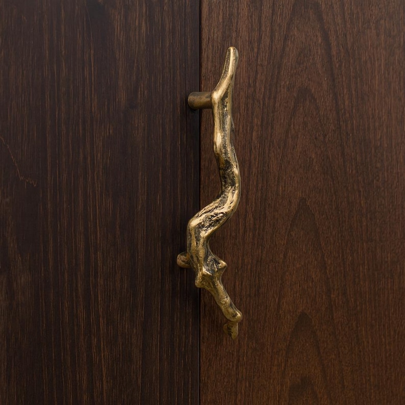 Rustic Solid Brass Branch Handle - Handmade Cabinet Door Pull - Etsy