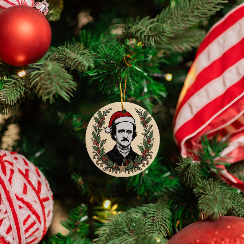 Edgar Allan Poe Ceramic Ornament: Gothic Macabre Christmas Tree Decor ...