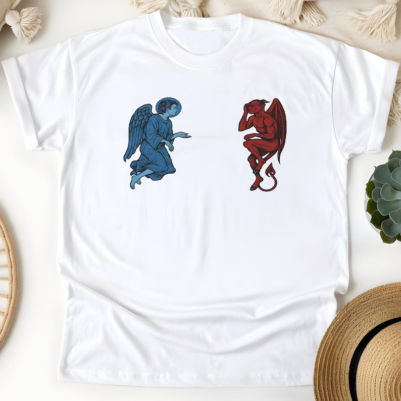Gothic Angel Devil Shirt: Yin Yang Spiritual Comfort Colors Top - Etsy