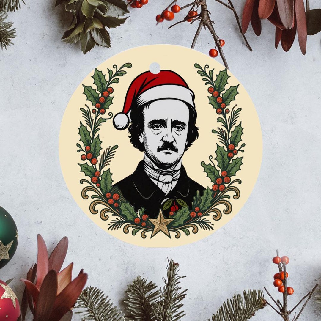 Edgar Allan Poe Ceramic Ornament: Gothic Macabre Christmas Tree Decor ...