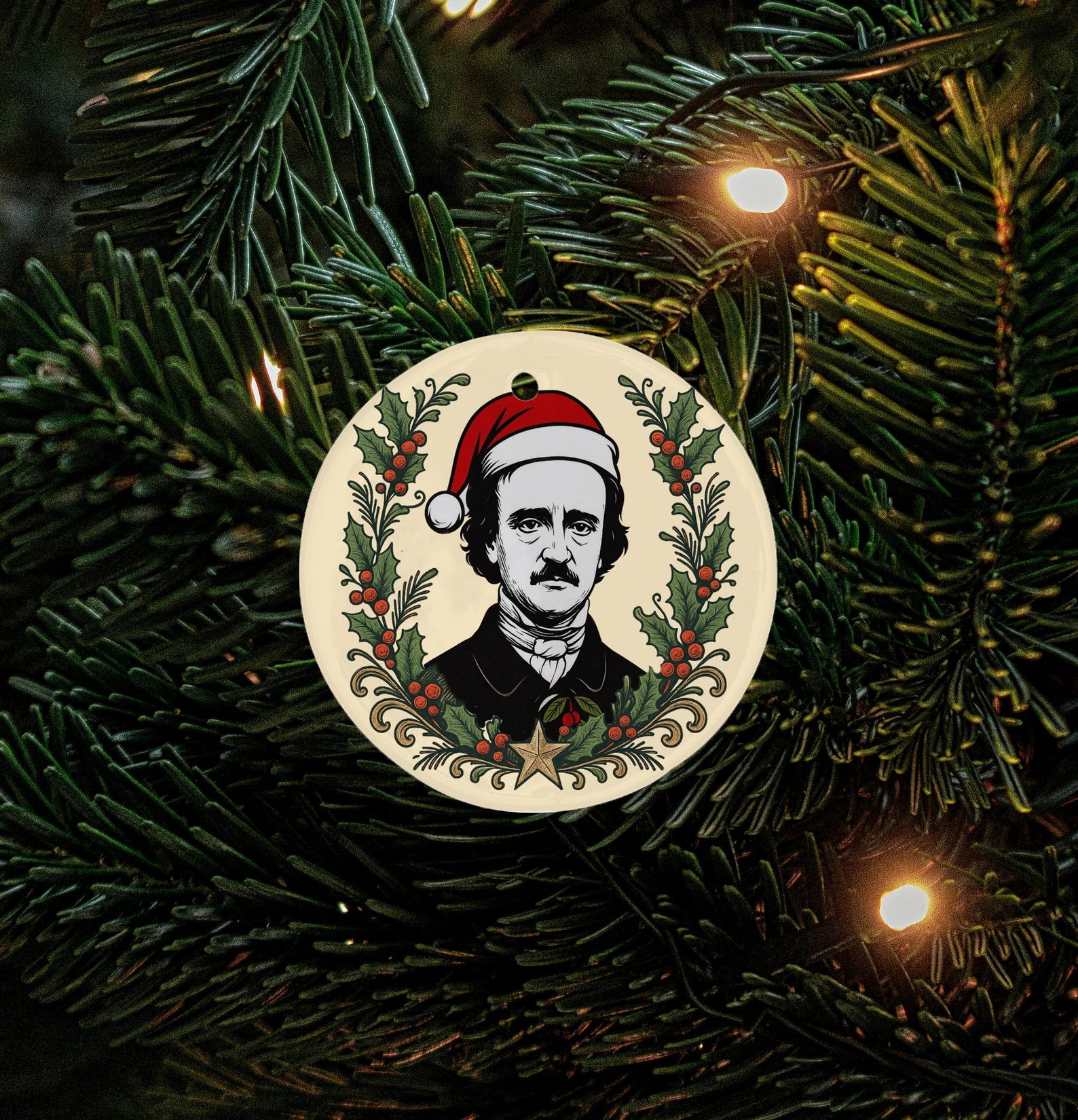 Edgar Allan Poe Ceramic Ornament: Gothic Macabre Christmas Tree Decor ...