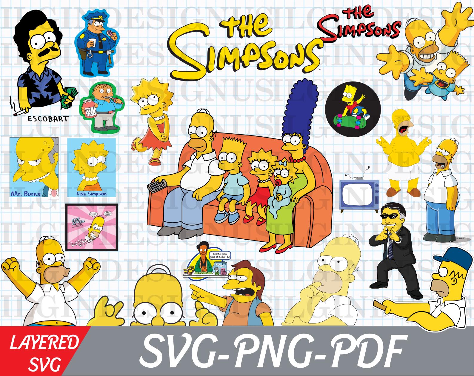 Simpsons Clip Art Bundle, Simpsons Svg Cut Files for Cricut ...