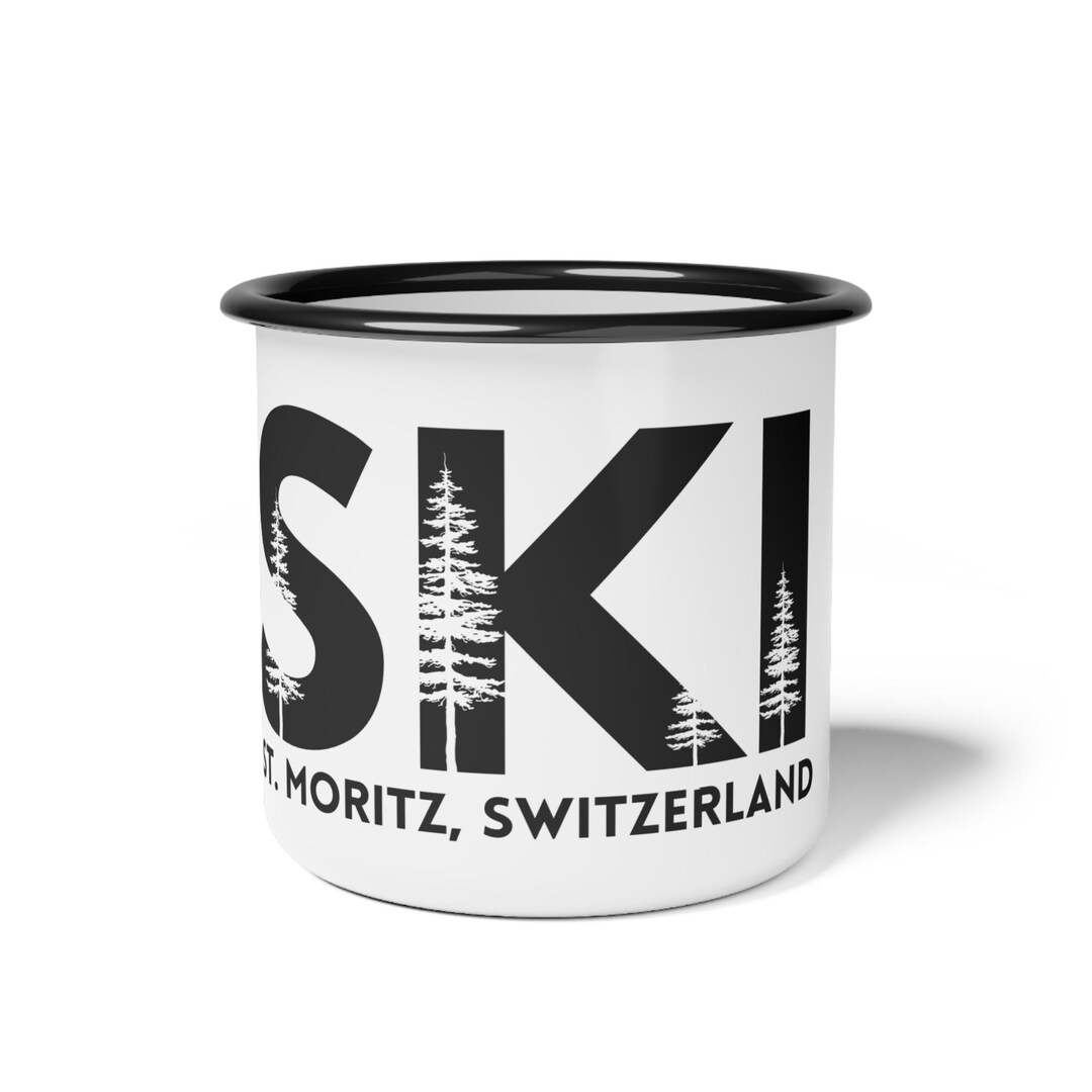 Enamel Camp Cup St Moritz Switzerland Ski Destination, Travel Mug ...