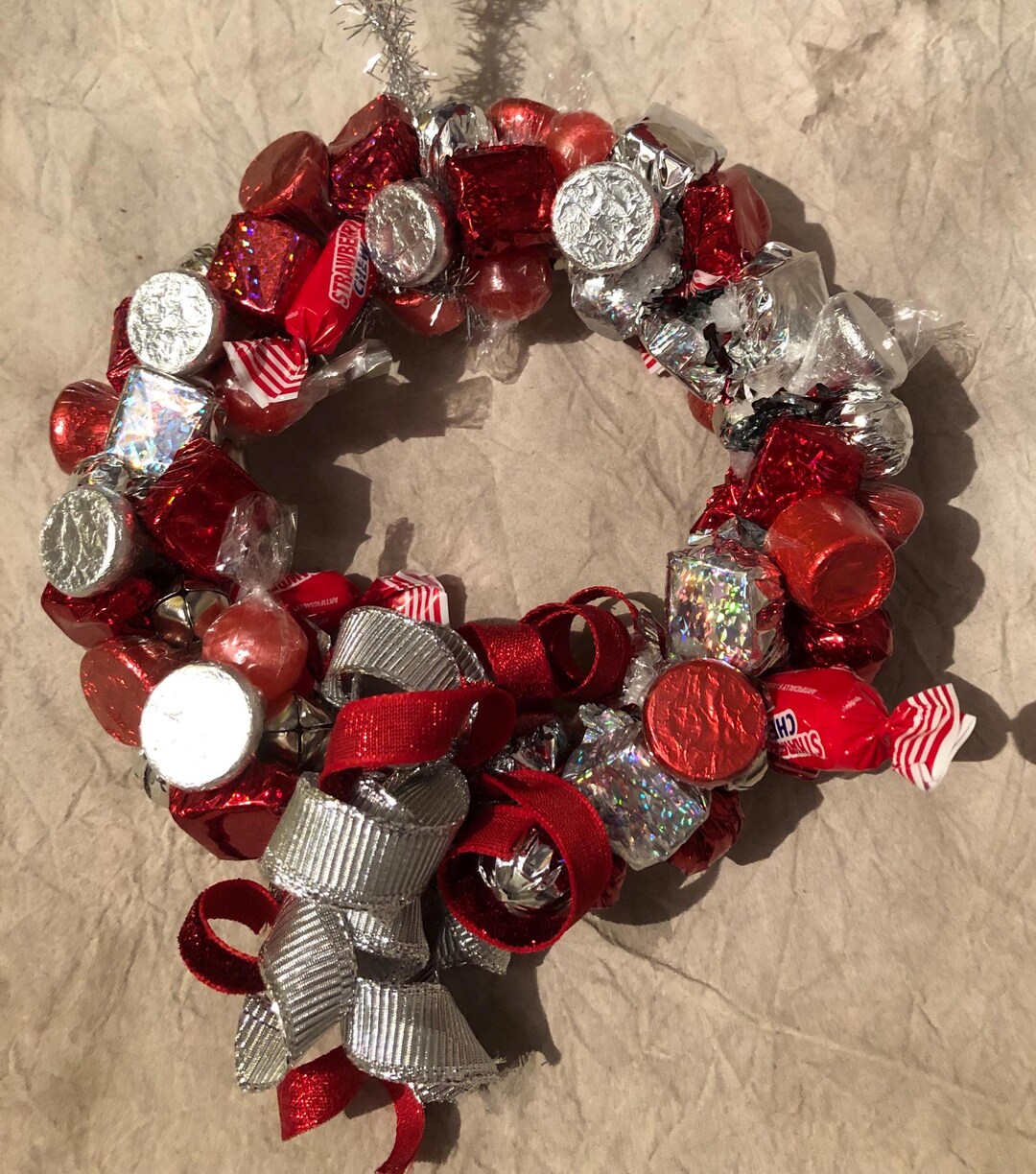 Silver and Red Candy Wreath Edible Candy Wreath - Etsy