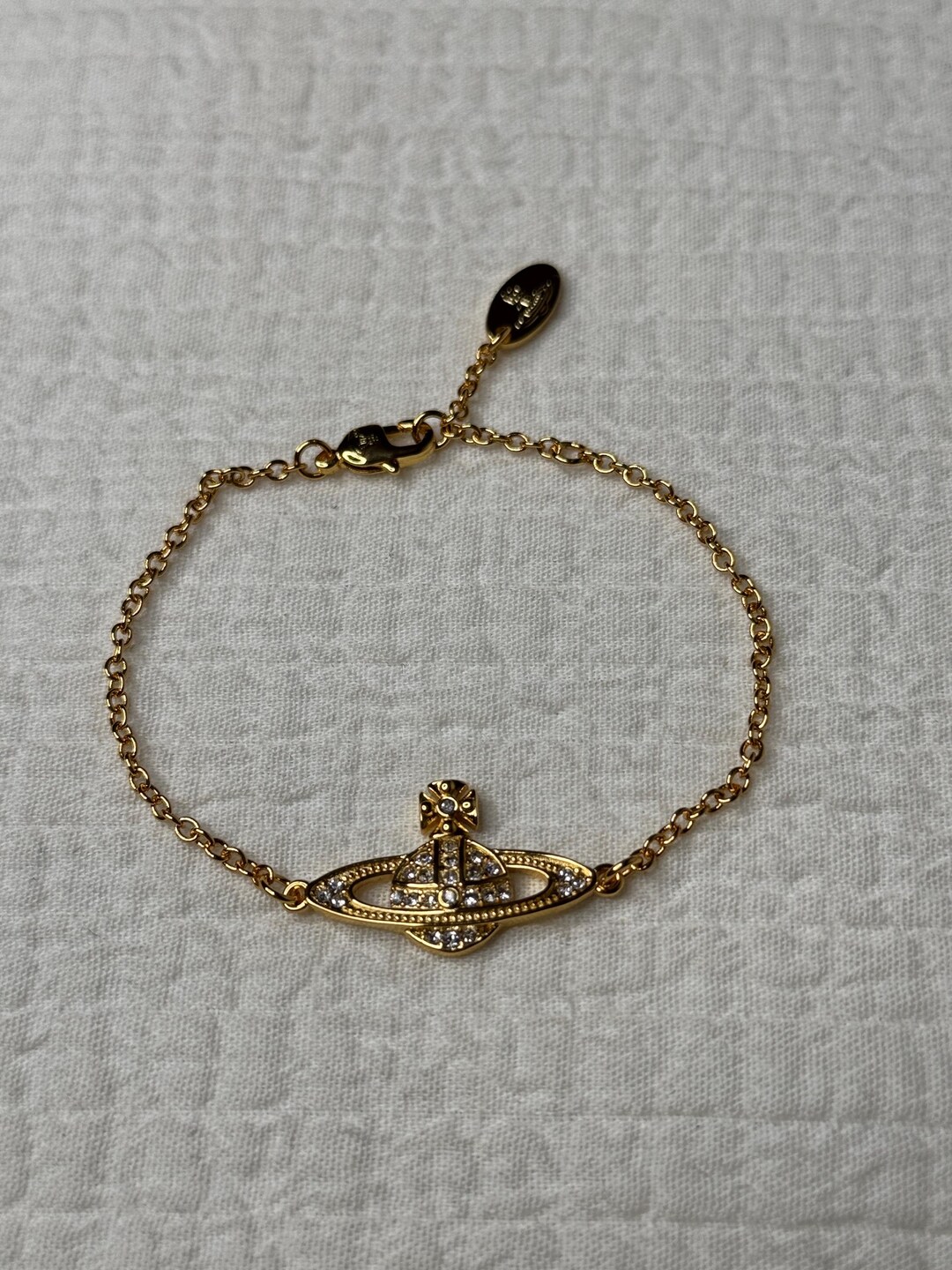 18k Gold Vivienne Westwood New Orb Saturn Bracelet Diamond Minimalist ...