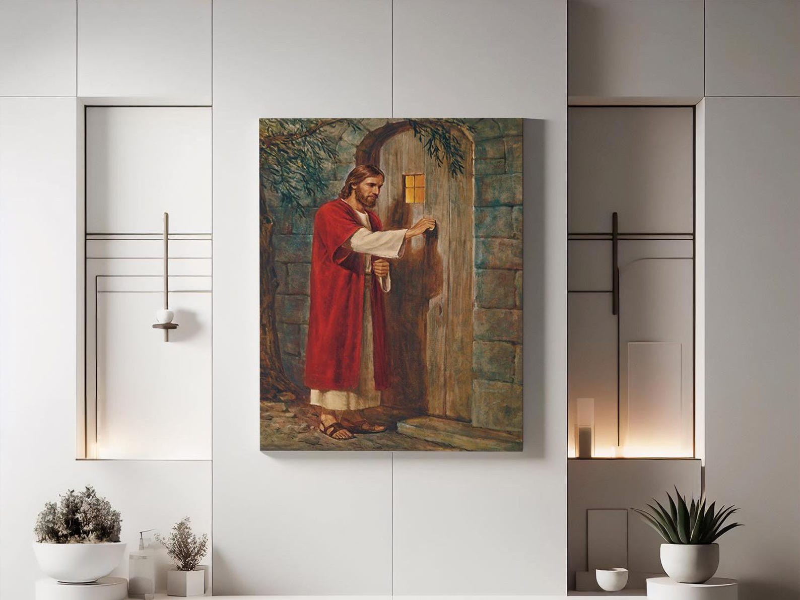 Jesus Knocking at the Door Icon Canvas Wall Art, Jesus Knocking the ...